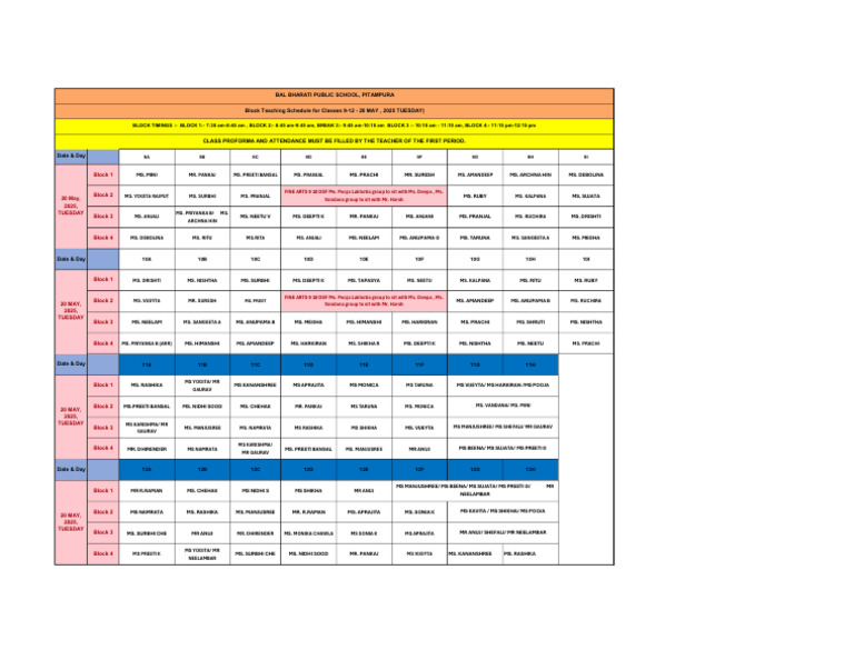 20 May 2025 - Revised Block Teaching | PDF