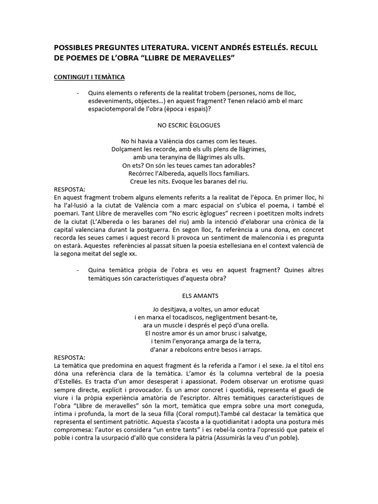 Solucions Preguntes Vicent Andrés Estellés | PDF