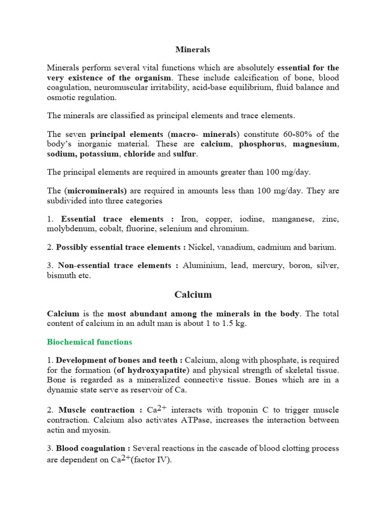 Minerals | PDF | Calcium | Calcium In Biology