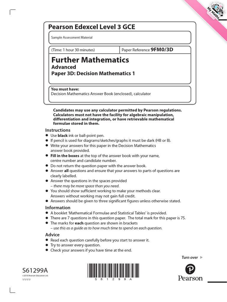 D1 Specimen | PDF | Linear Programming | Combinatorics