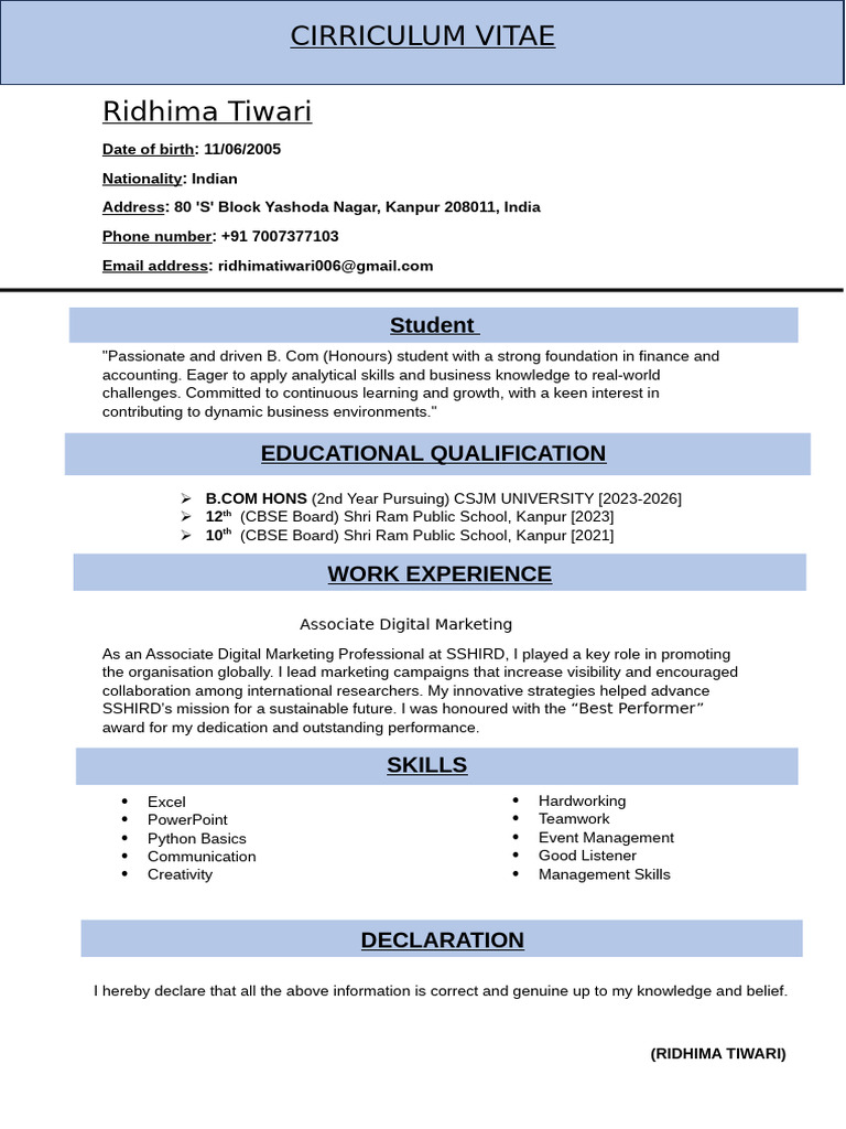 Ridhima Cv Plain | PDF