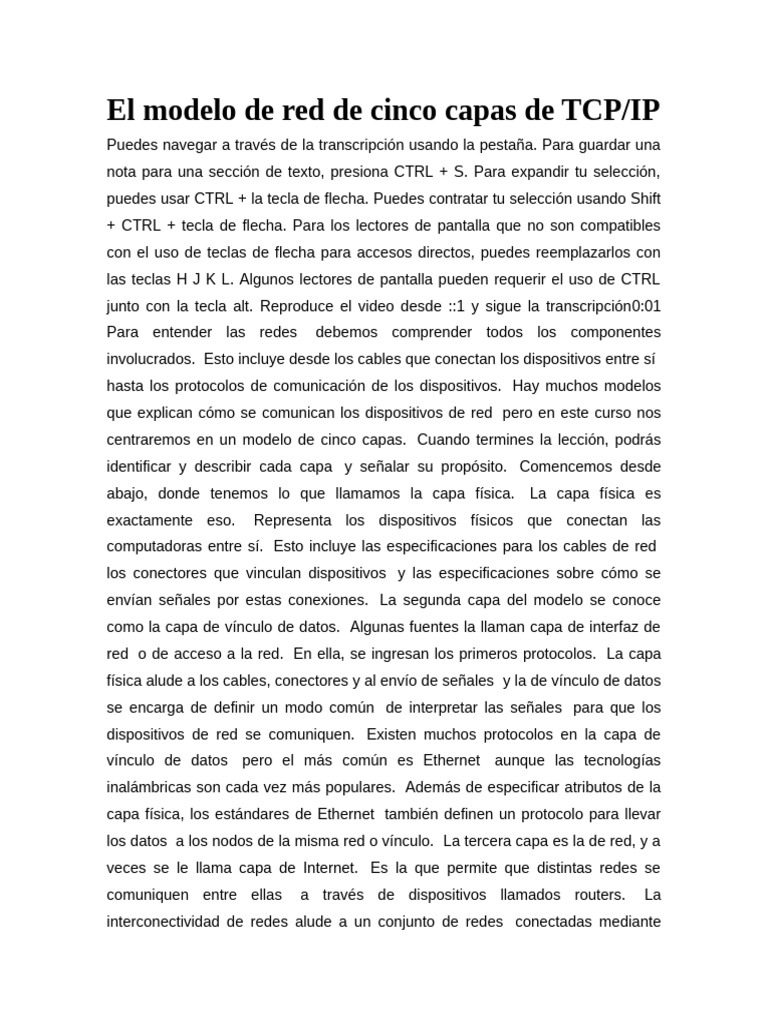 El modelo de red de cinco capas de TCP | PDF | Red de computadoras | Protocolos de internet