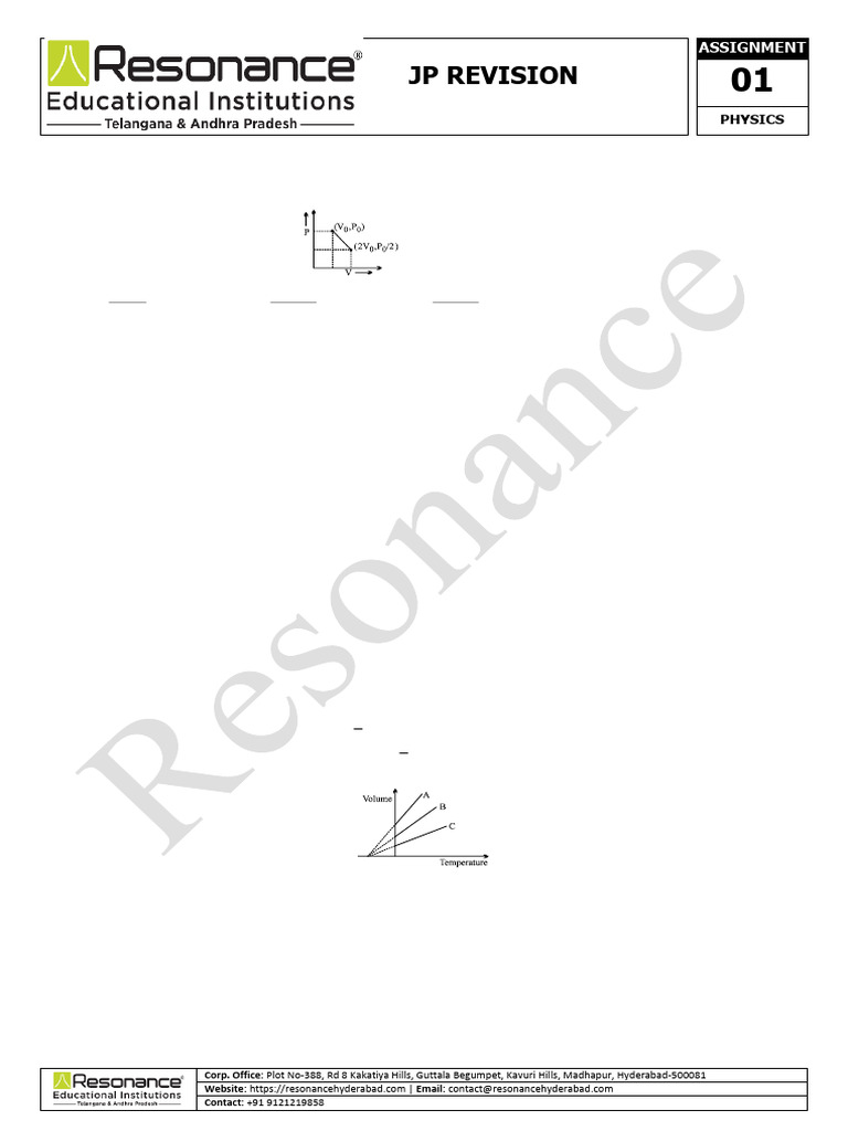 JP - Physics - Assignment-1 - Key | PDF | Gases | Temperature
