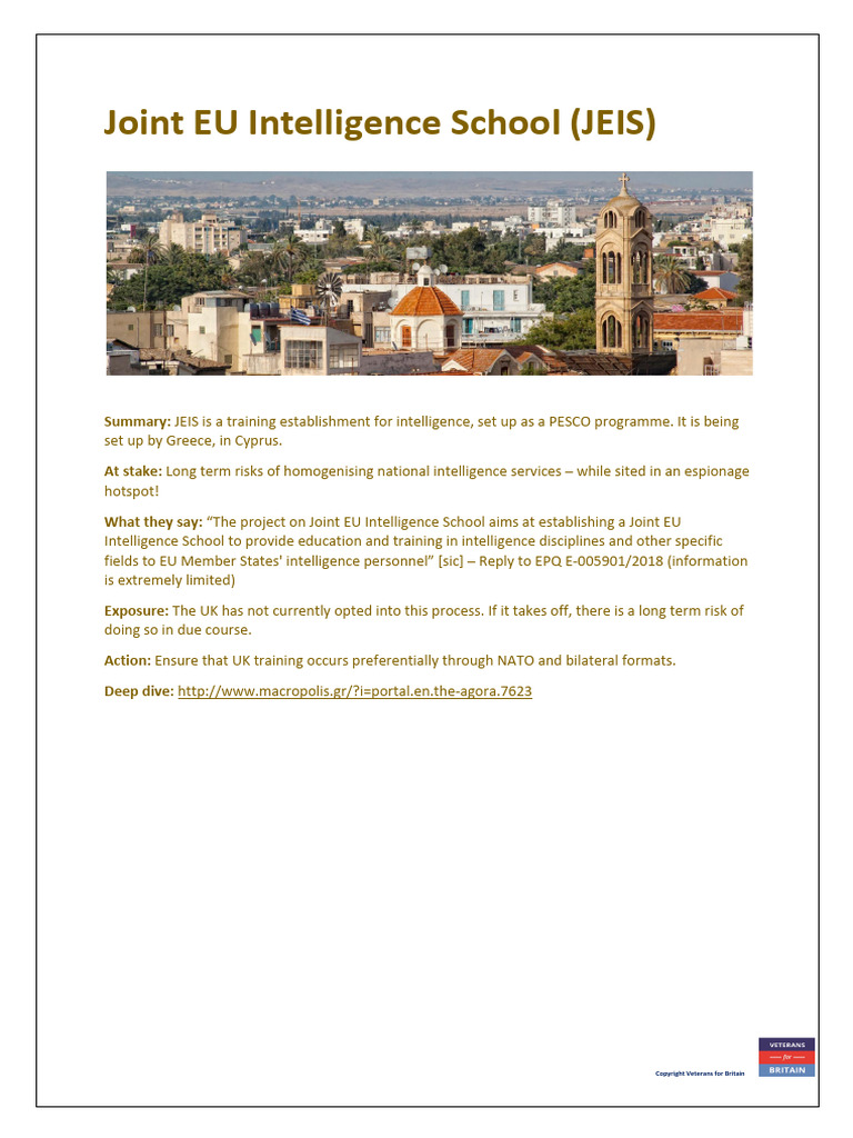 Joint EU Intelligence School JEIS | PDF