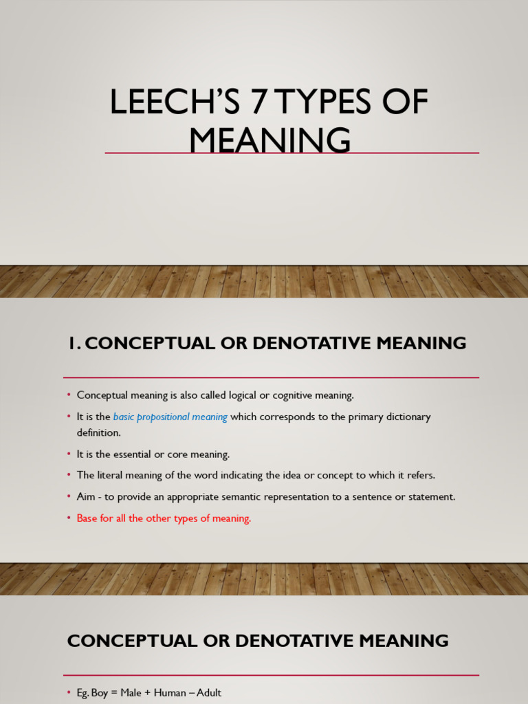 Leech's 7 Types of Meaning | PDF | Semantics | Semiotics