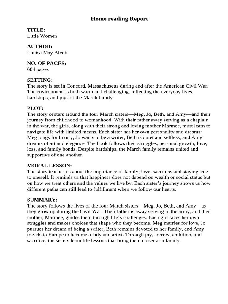 Home Reading Report | PDF