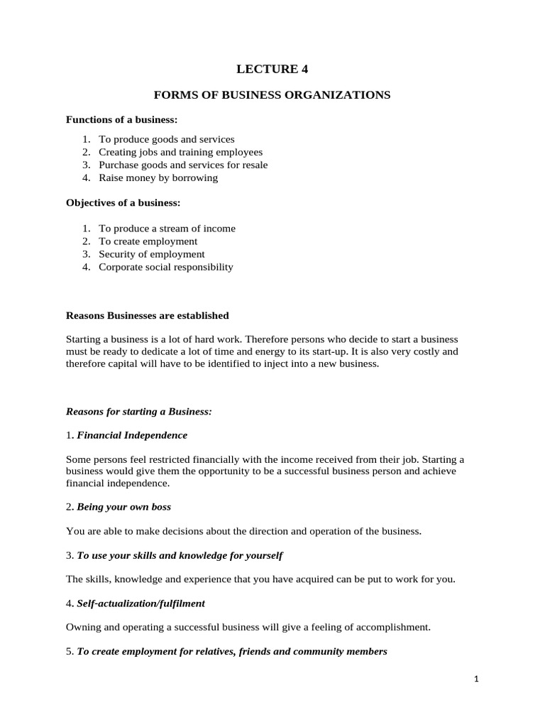 Forms of Business Organization Handout 2024 | PDF | Franchising | Partnership