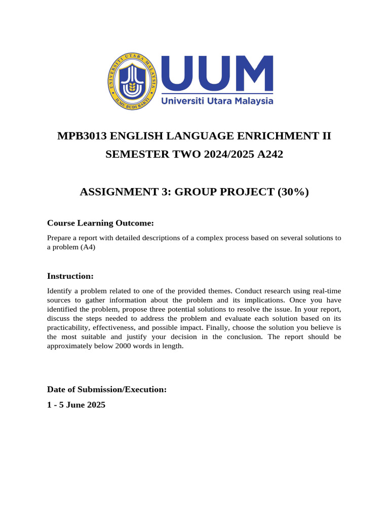Ele2 Assignment Instructions Group Project Report A242 | PDF | Human Communication | Learning