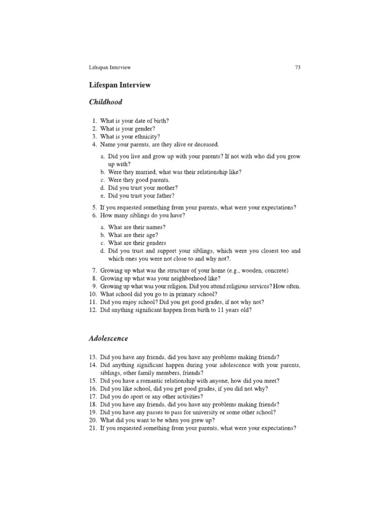 Life Span Interview-unlocked | PDF