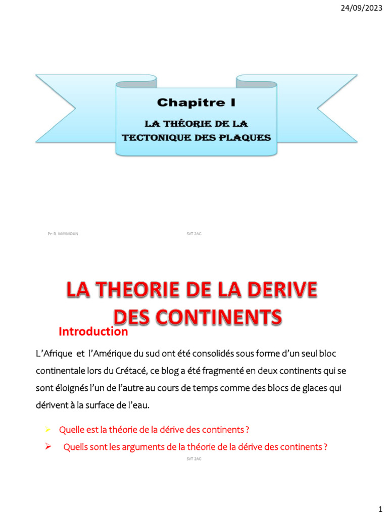 La dérive des continents et tectonique | PDF | Tectonique des plaques ...