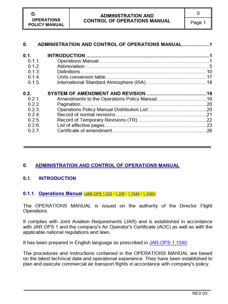 Adm and Contl of Manual | PDF | Transport | Aviation Safety