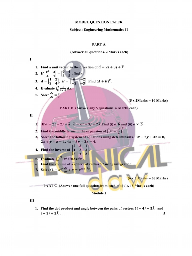 ENGINEERING MATHEMATICS-2 Suggestions 2025 | PDF