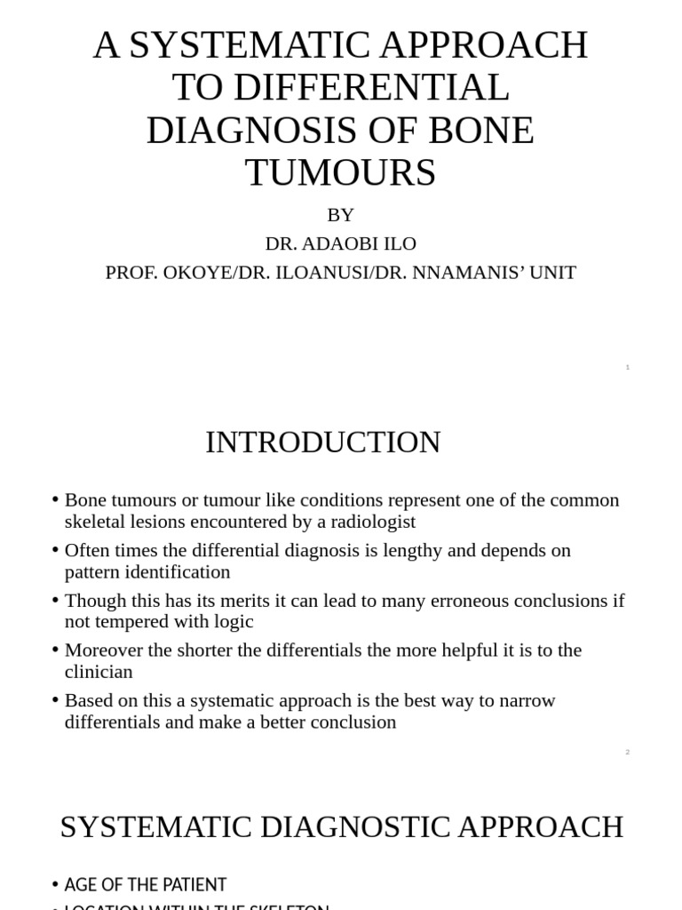 Systematic Bone Tumour Diagnosis Guide | PDF | Bone | Osteoblast