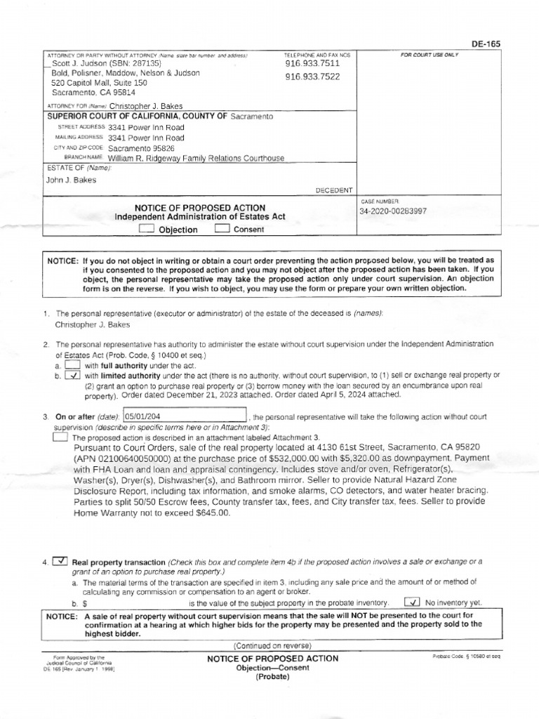 Notice of Proposed Action | PDF