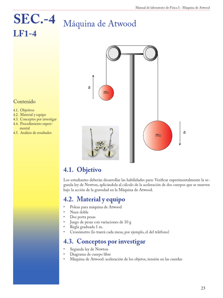 Experimento de Máquina de Atwood en Física I | PDF | Masa | Las leyes ...