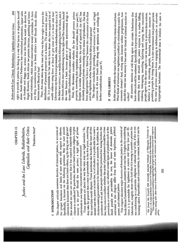 Metz Justice and The Law Liberals Redistribution Capitalists and Their ...