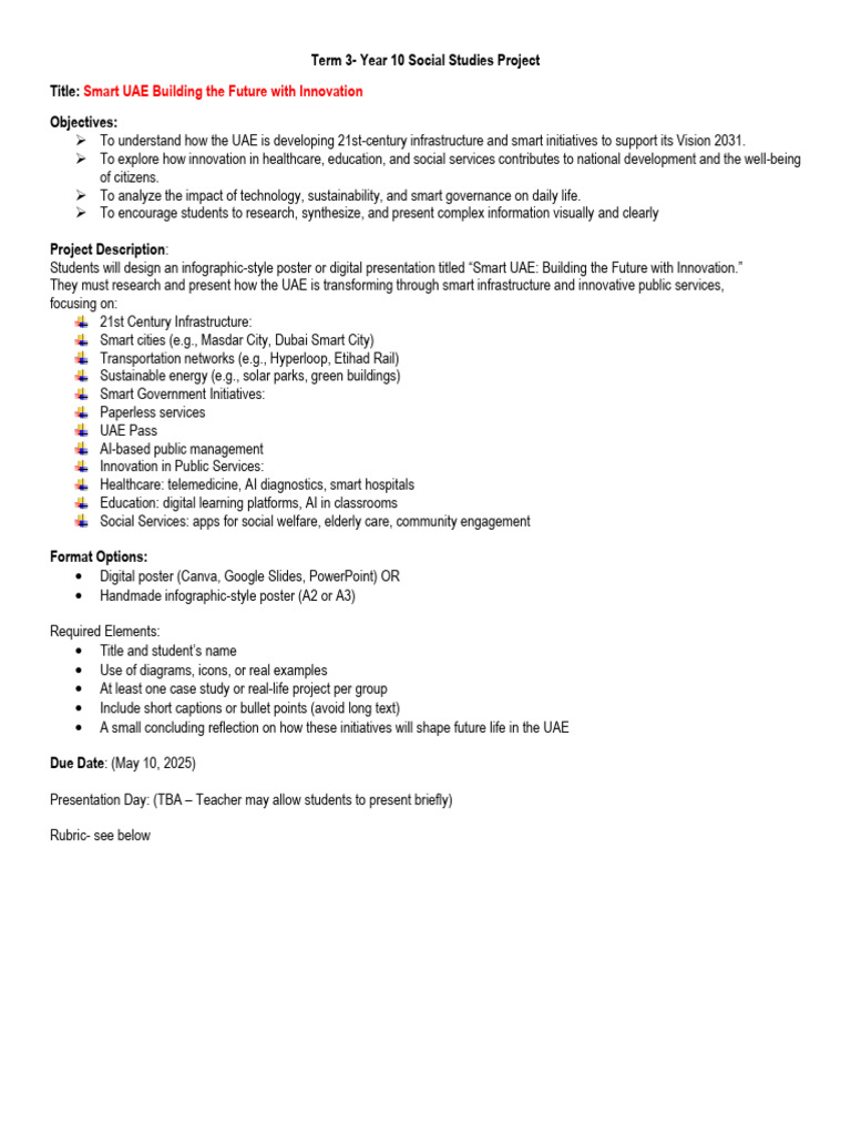 WEEK 3-SOC STUD PROJECT 1-Smart UAE Building The Future With Innovation Lesson 2-3 | PDF ...