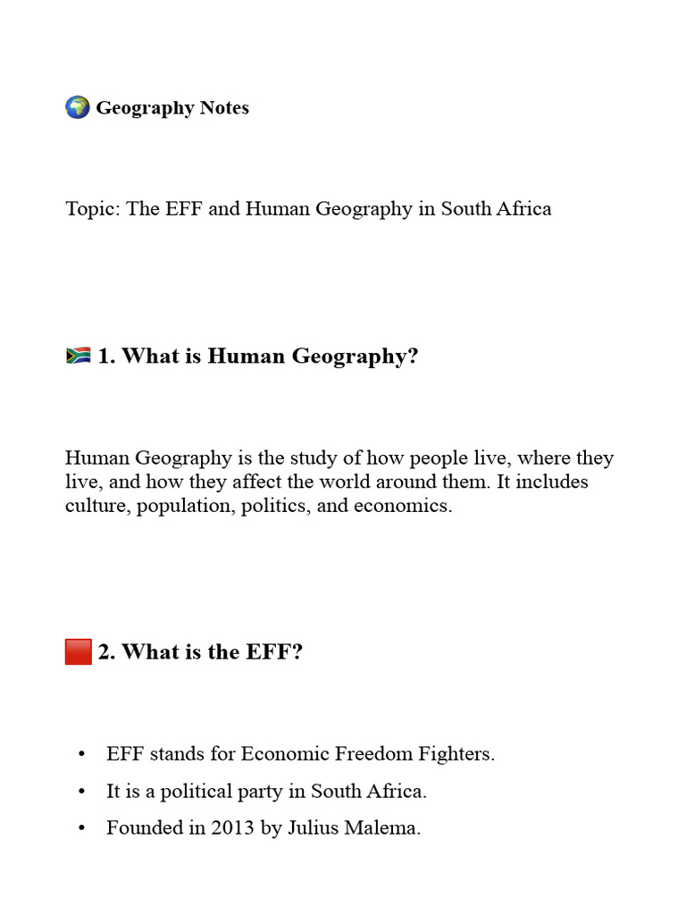 EFF's Impact on South African Geography | PDF