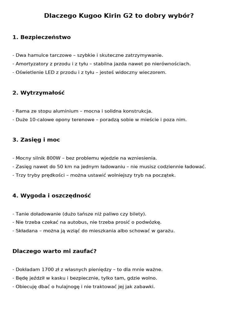 Kugoo Kirin G2 Dla Taty | PDF