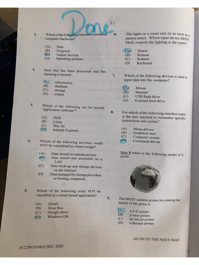 CSEC Information Technology P1 2020 MJ | PDF