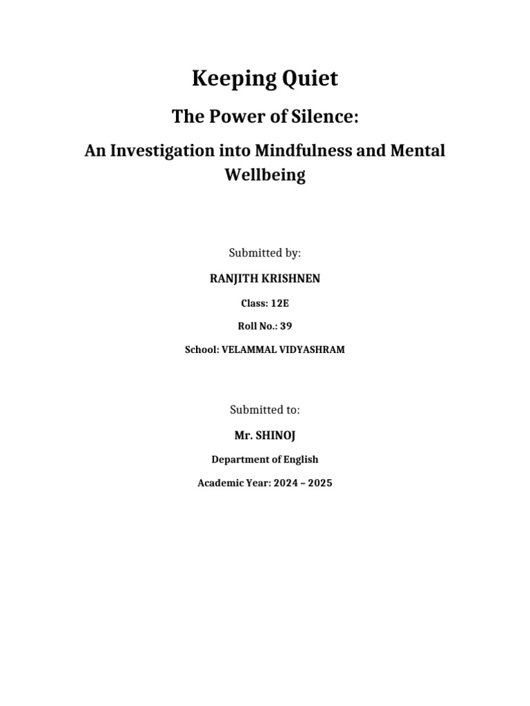 Keeping Quiet English Project | PDF