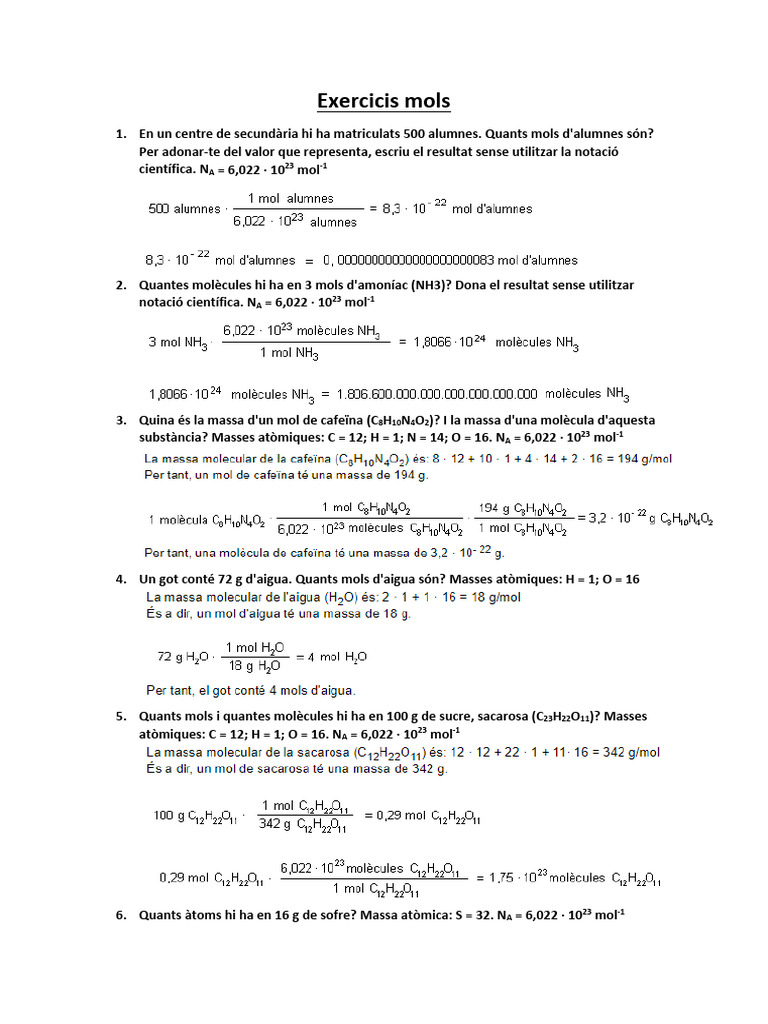 Exercicis Mols - Solucions | PDF