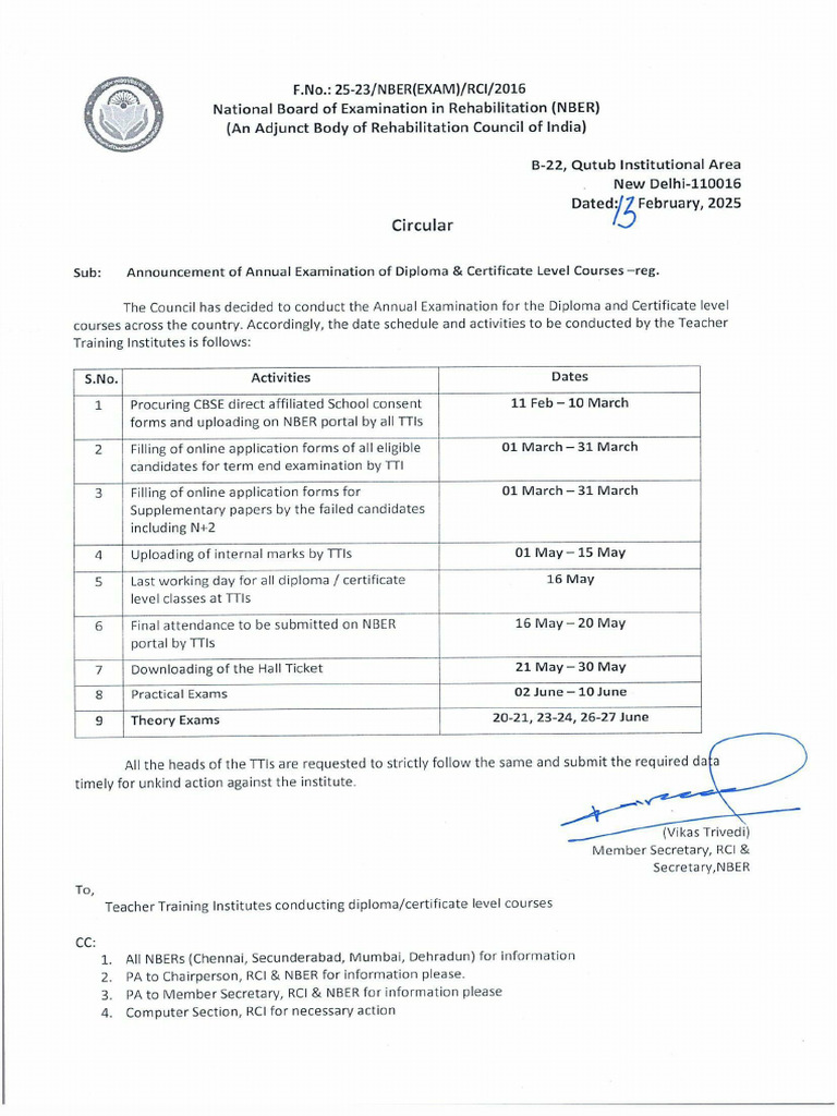 Circular TTI June 2025 Exam New | PDF