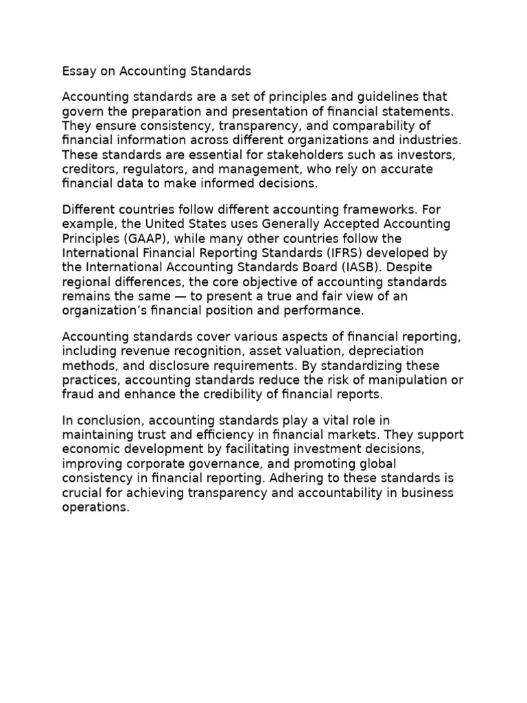 Essay On Accounting Standards | PDF
