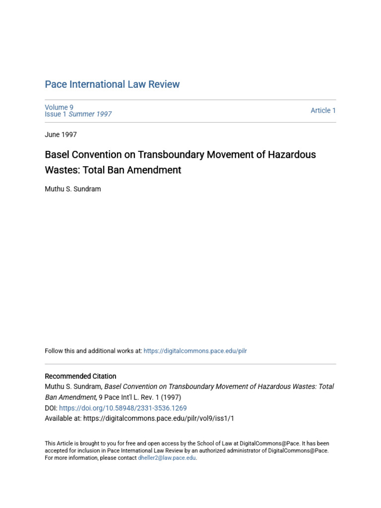 Basel Convention Total Ban Amendment | PDF | Waste | Waste Management