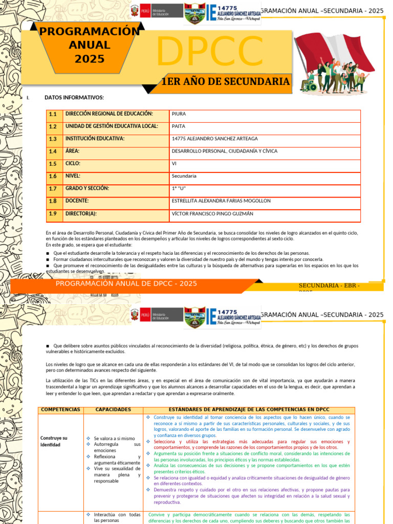 1º-Programacion Anual DPCC 2025 | PDF | Aprendizaje | Las emociones