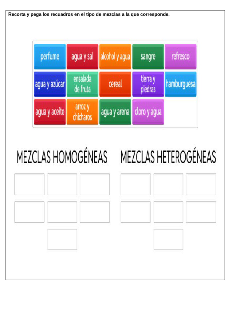 Actividades Tipos de Mezclas | PDF