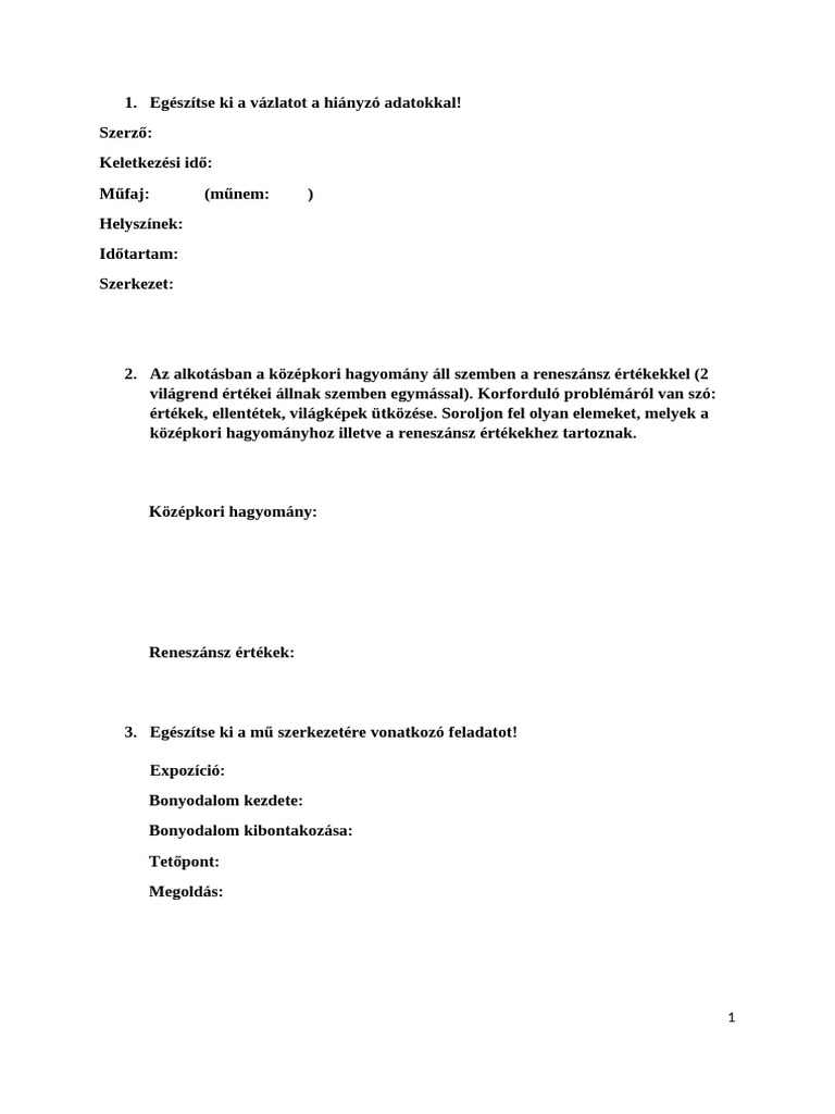 Dolgozat Shakespeare | PDF