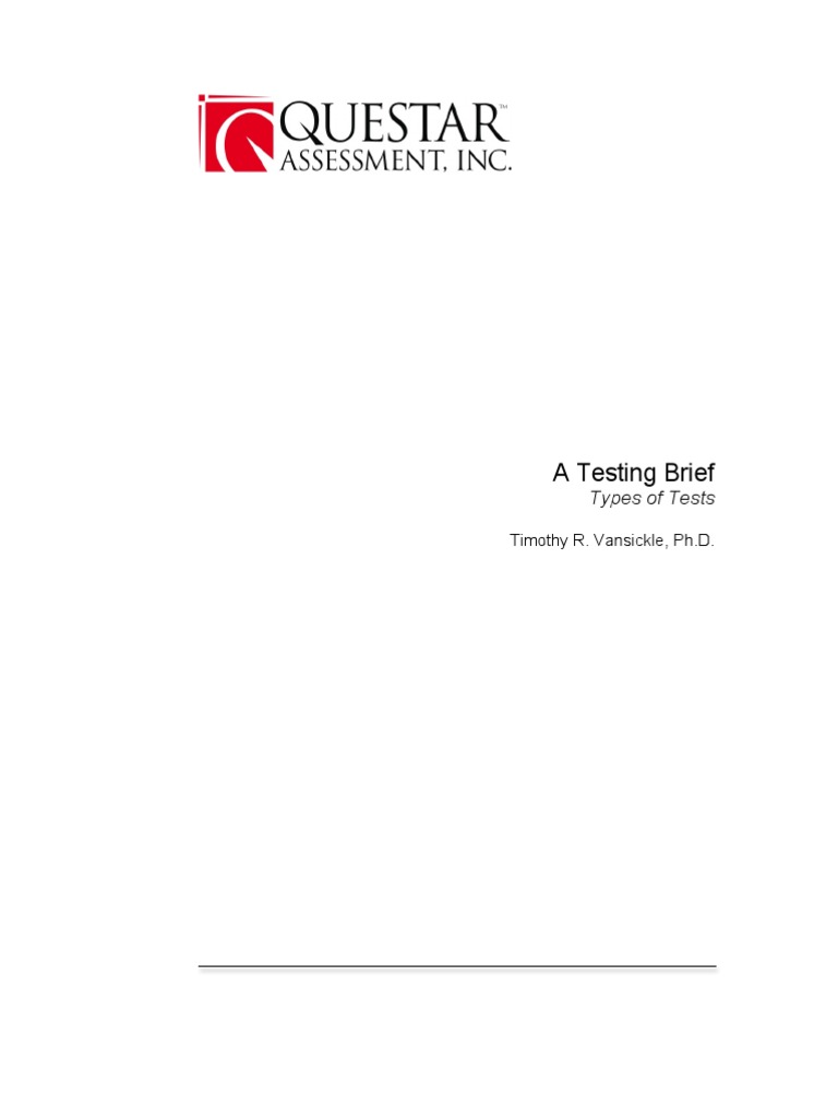 A Testing Brief V1 Type of Tests | PDF | No Child Left Behind Act ...