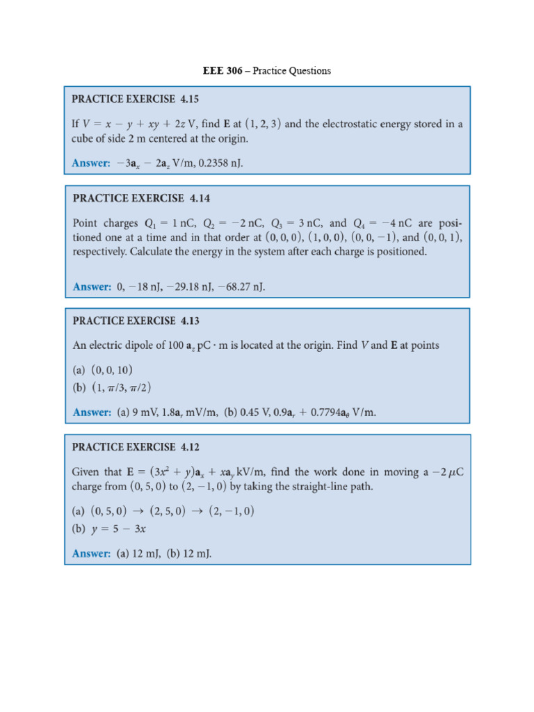 EEE 306 - Practice Questions | PDF