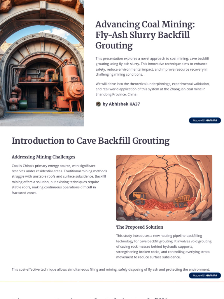 Advancing Coal Mining Fly Ash Slurry Backfill Grouting | PDF | Mining | Coal