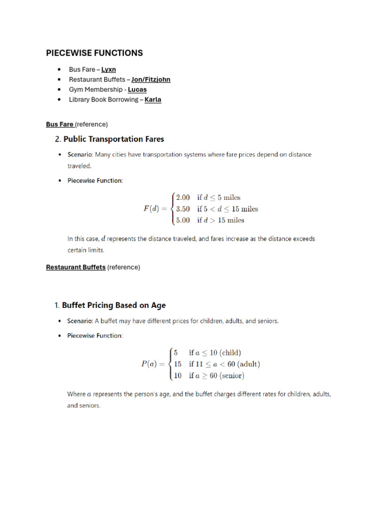 Piecewise Functions Genmath | PDF