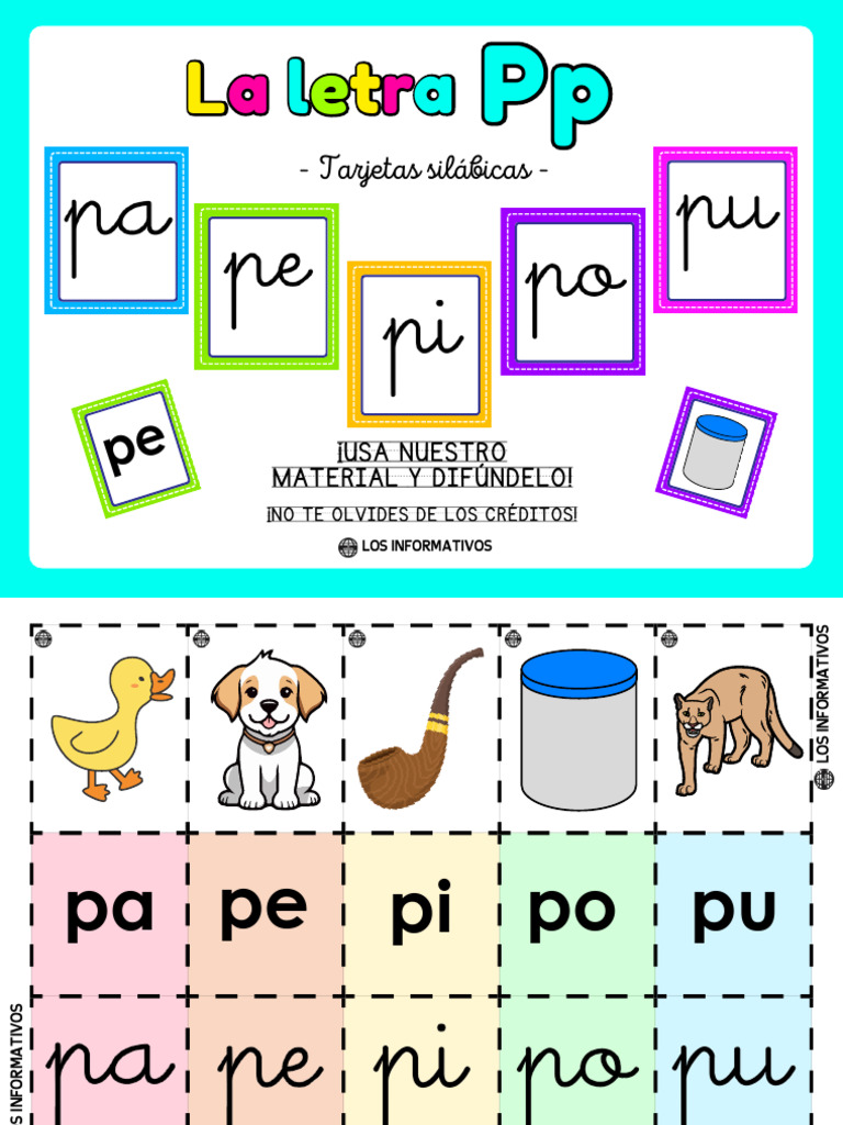Tarjetas Montessori de la letra P | PDF