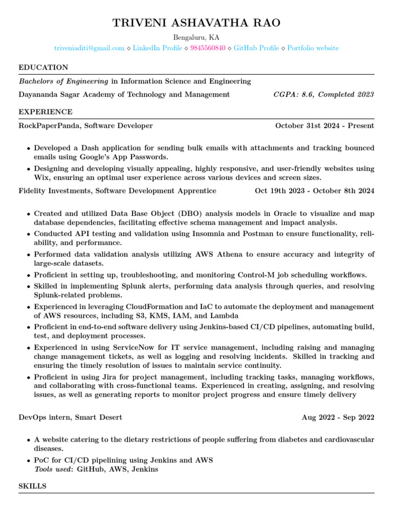 Triveni ARao | PDF | Databases | Amazon Web Services