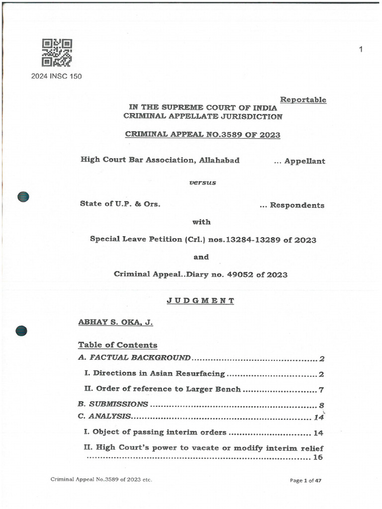 High Court Bar Association Vs State of UP | PDF