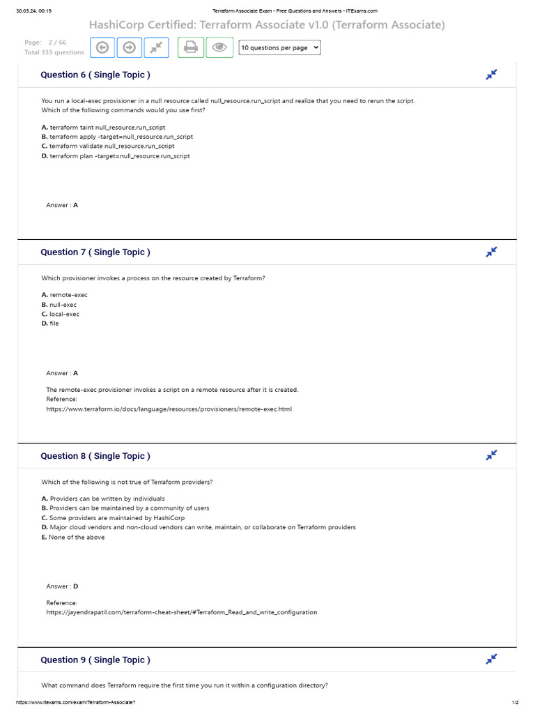 Terraform Associate Exam - Free Questions and Answers - ITExams - Com2 | PDF | Directory ...