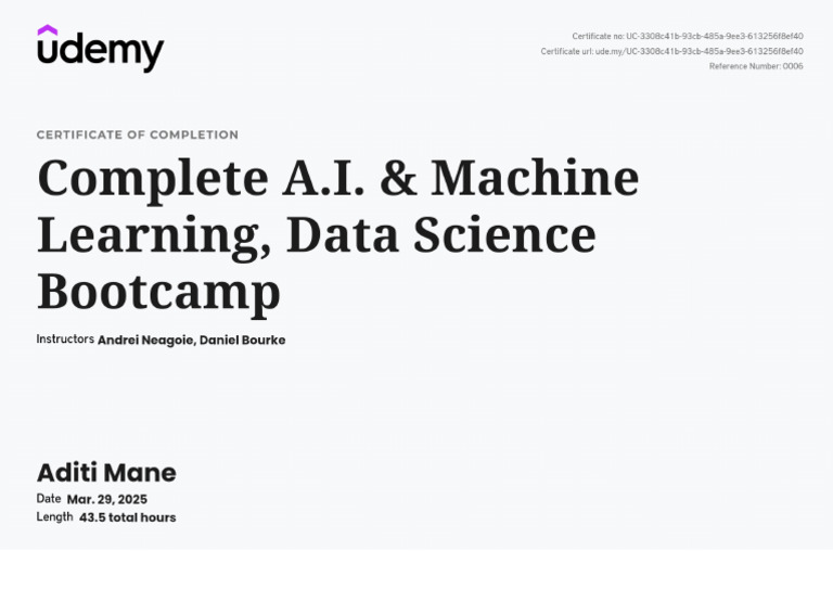 Udemy Certificate | PDF