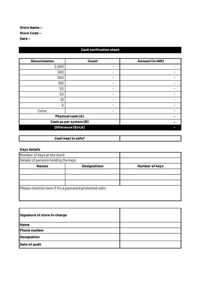 Cash Checklist | PDF