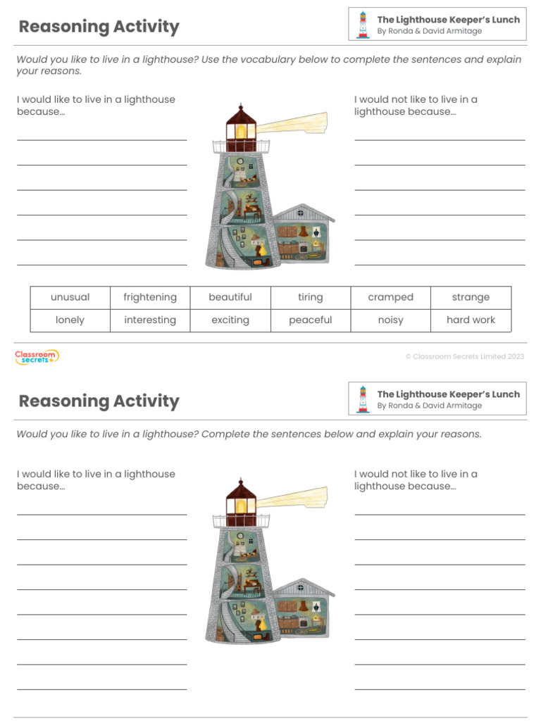 The Lighthouse Keepers Lunch Lighthouse Reasoning Activity | PDF