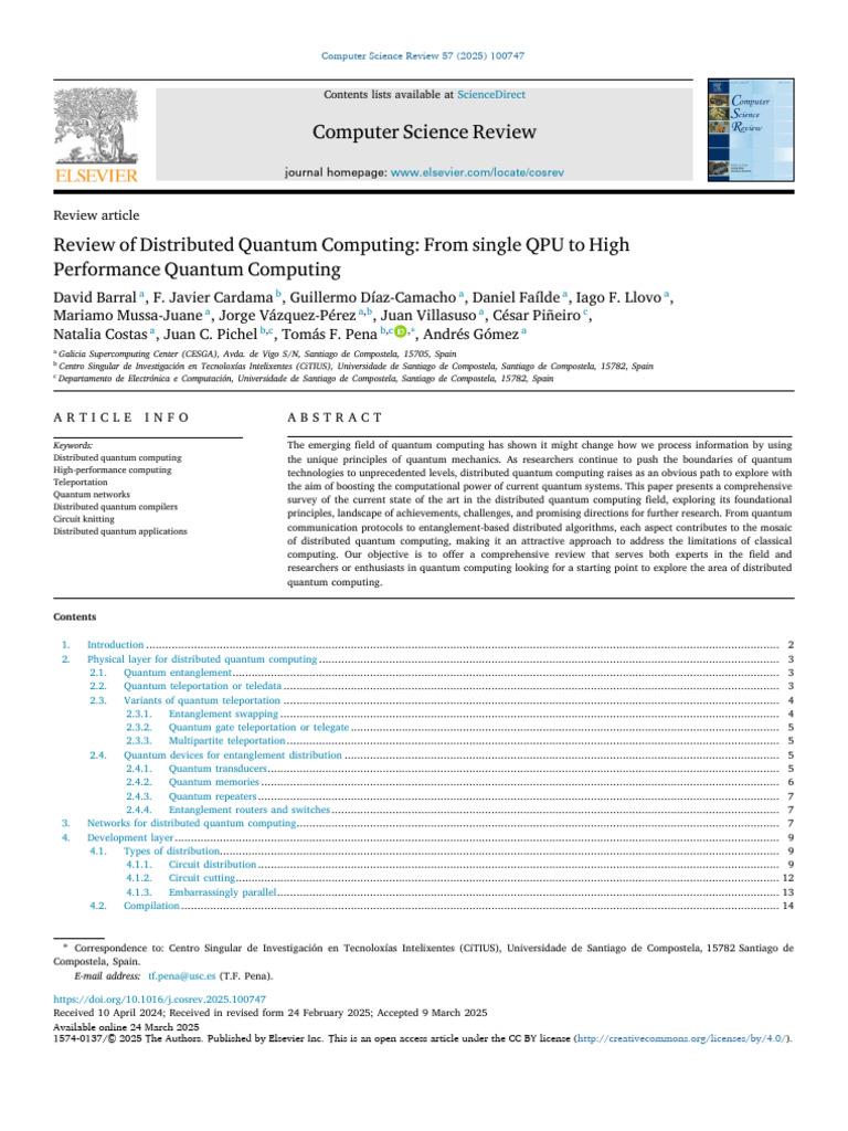 Review of Distributed Quantum Computing - From Single QPU To High Performance Quantum Computing ...