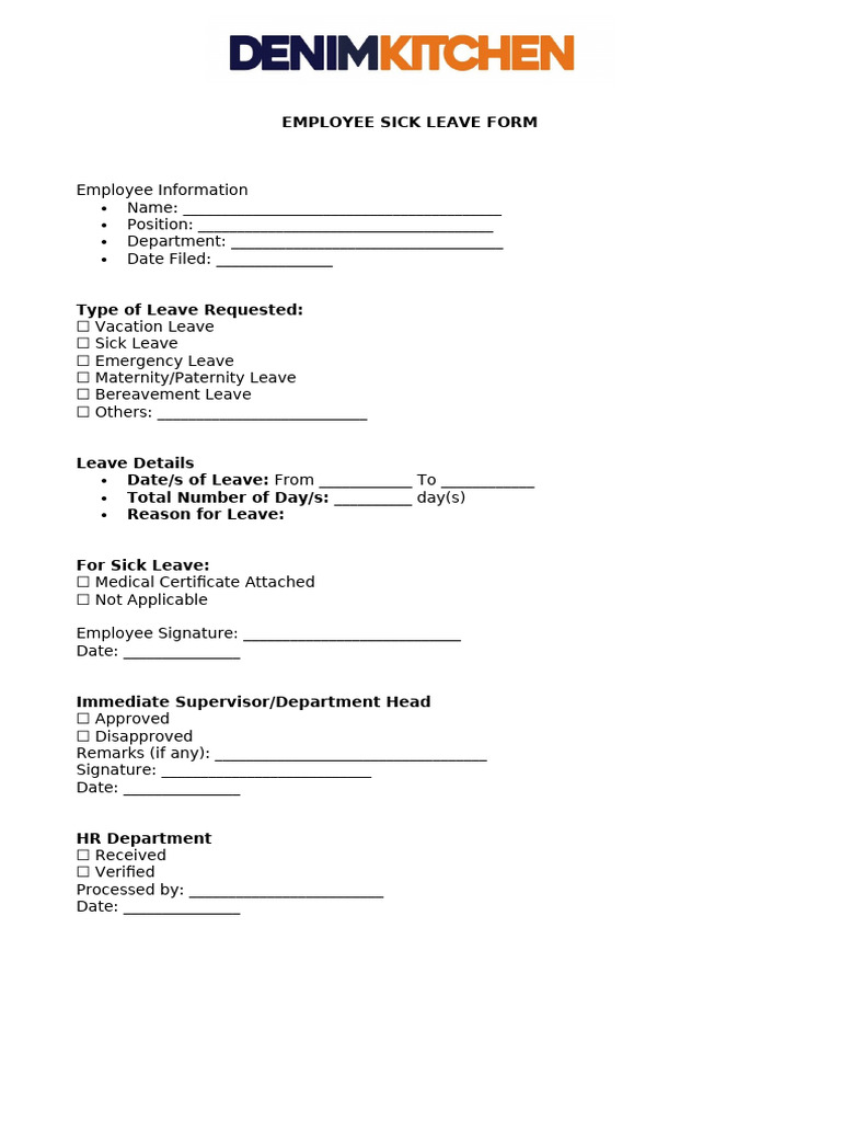 Sick Leave Form | PDF
