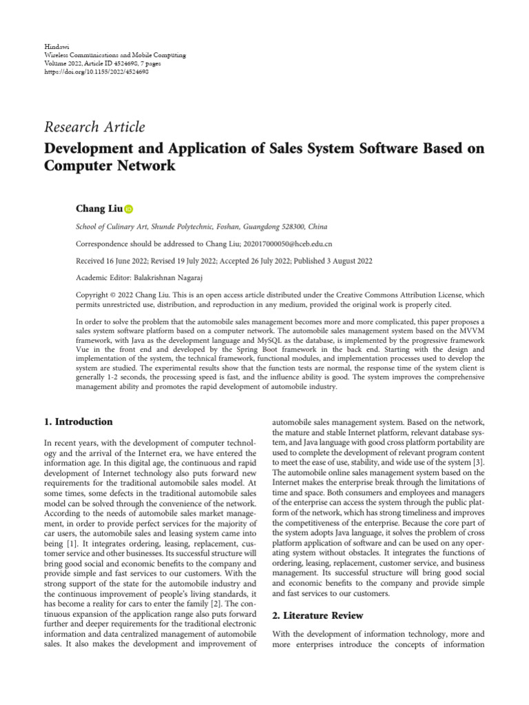 Development and Application of Sales System Softwa | PDF | Databases ...