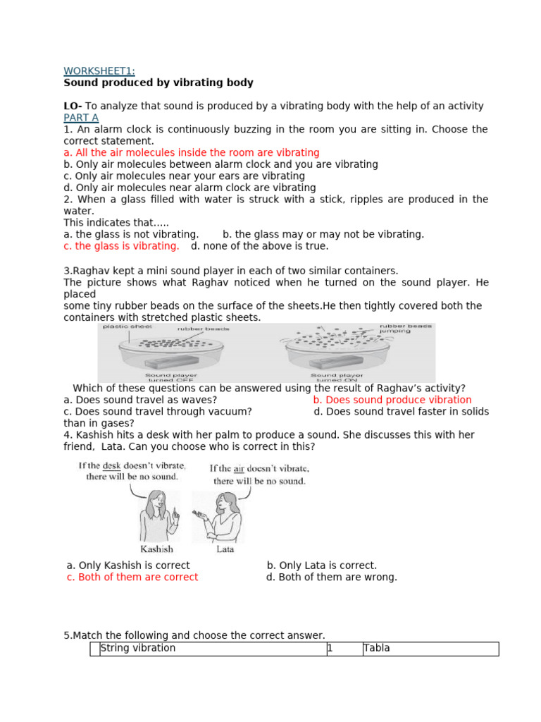 Grade 8 Physics Worksheet 1,2,3 Answer Key | PDF | Sound | Ear