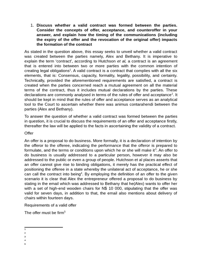 Law of Contract Assignment 1 | PDF | Offer And Acceptance | Restraint Of Trade