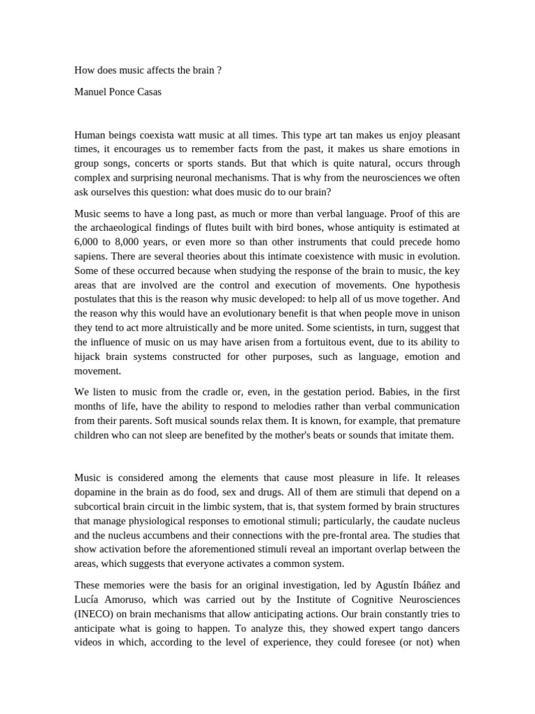 How Does Music Affects The Brain | PDF | Emotions | Brain