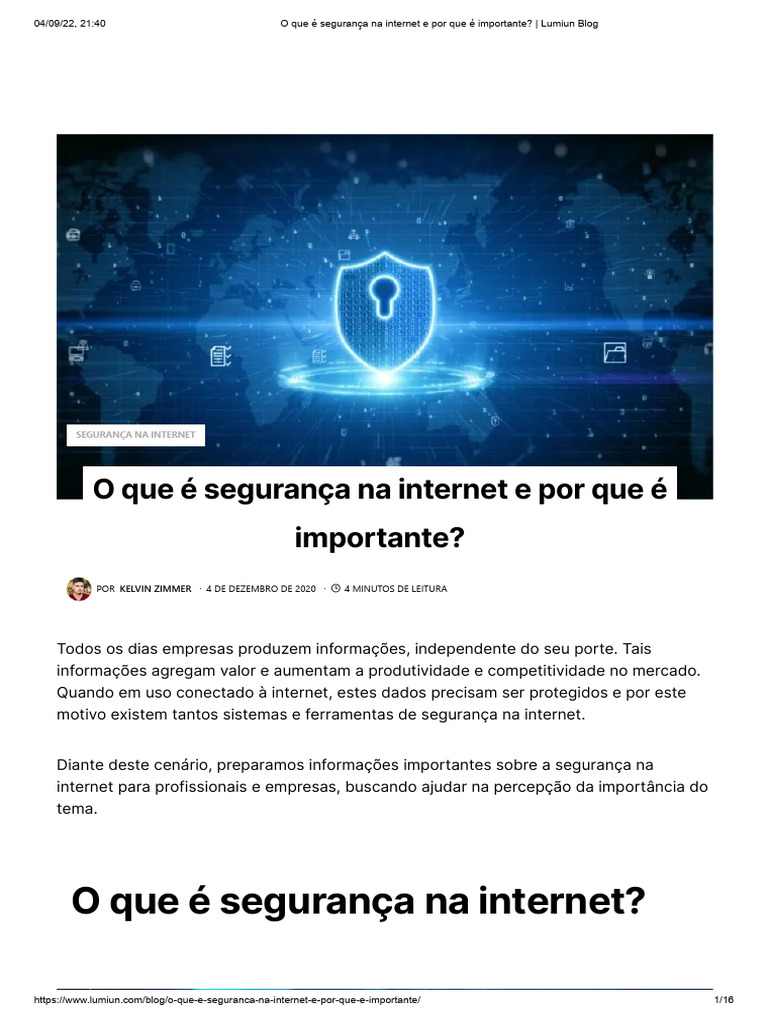 Importância da Segurança na Internet | PDF | Internet | Segurança de ...